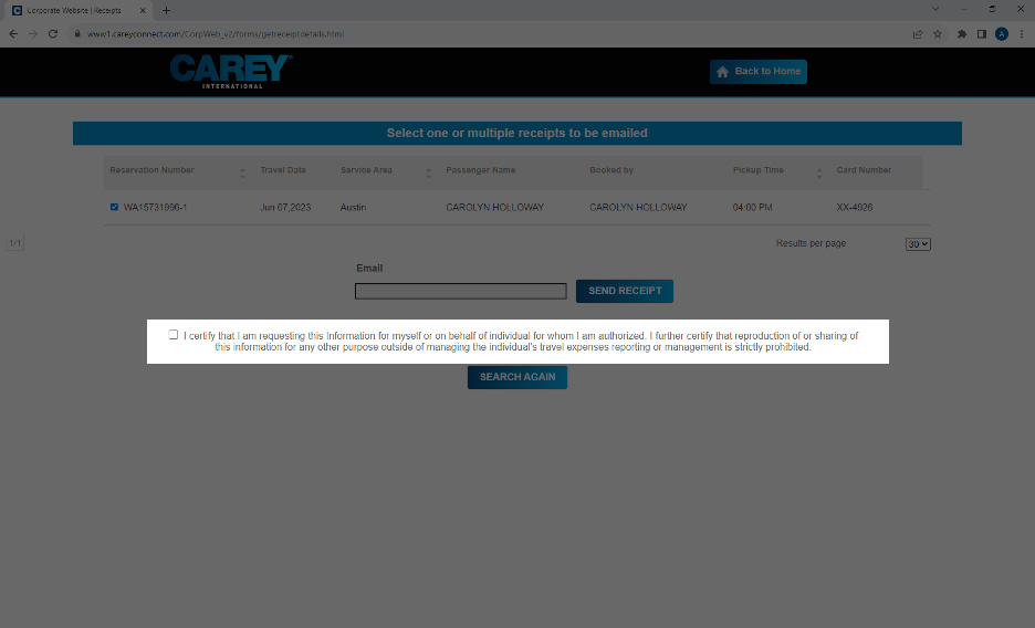 How to Get Receipts After a Trip - Carey Support